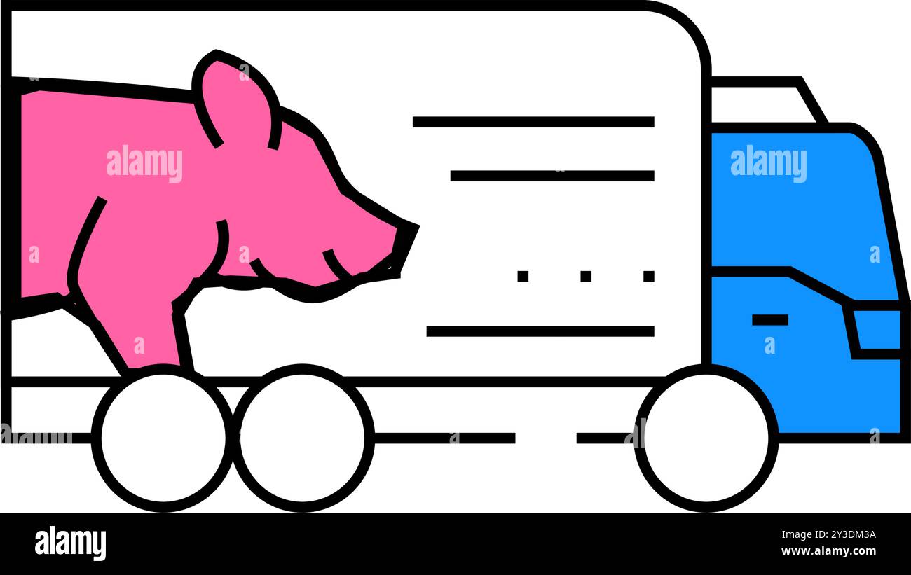 pig transport truck icon color illustration Stock Vector Image & Art ...