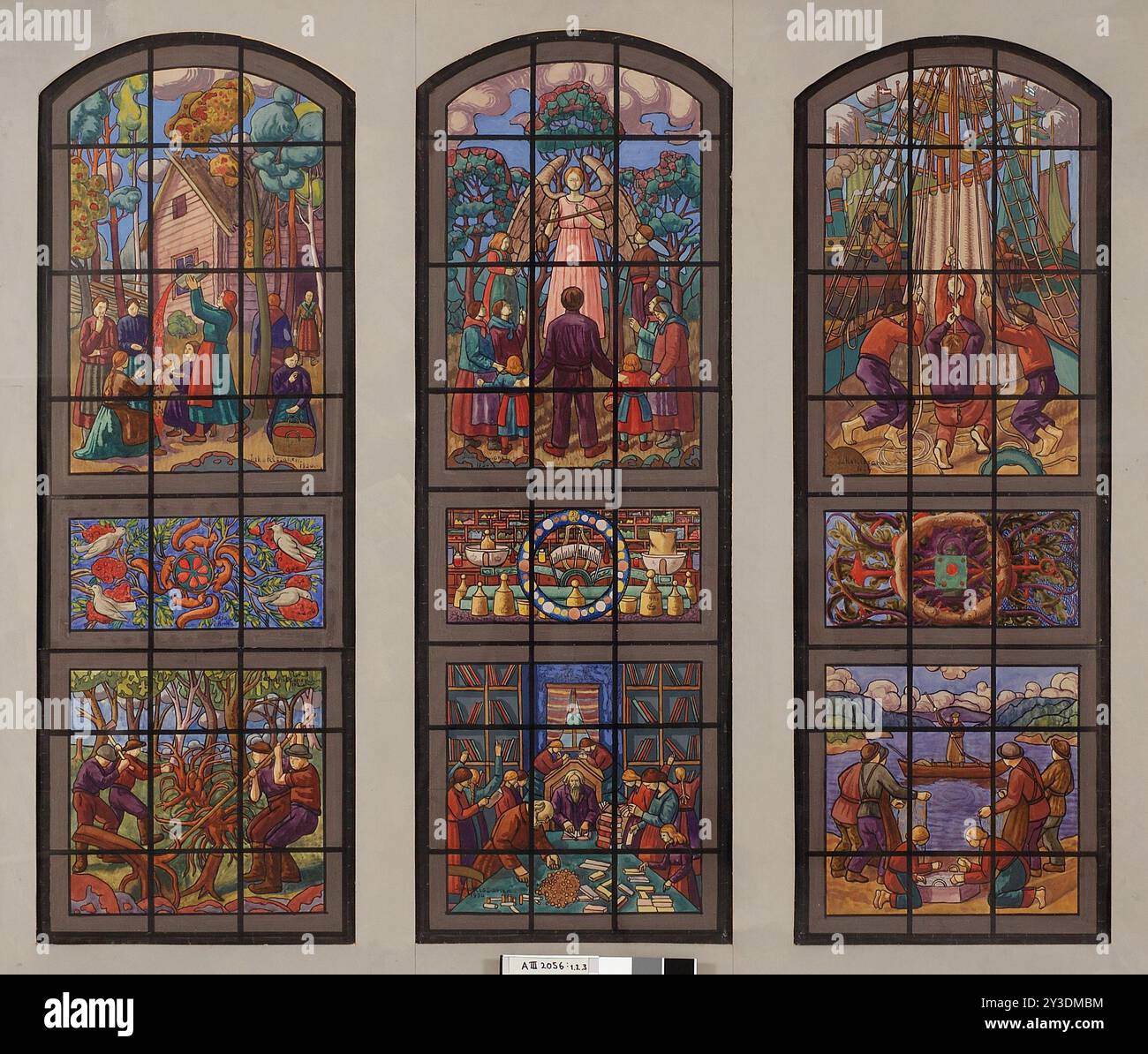 Sketch for S.O.K.'s stained glass, 1930 Stock Photo - Alamy