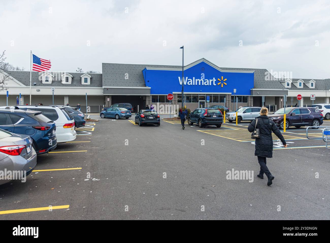 Framingham, MA USA - JANUARY 18, 2024: Walmart store exterior in ...