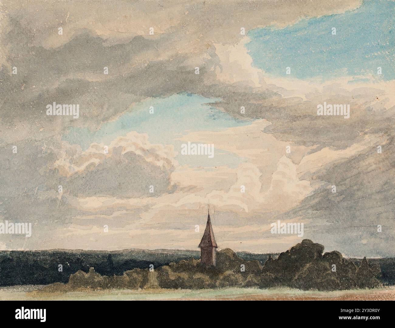 Steeple in a Landscape in Odenthal, Study, 1856 Stock Photo - Alamy