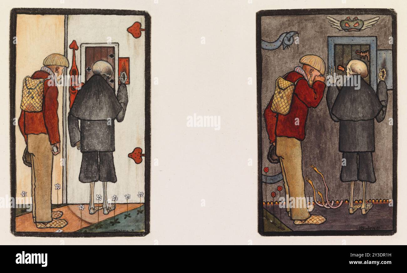 The Peasant and Death at the Gates of Heaven and Hell, 1897 Stock Photo ...