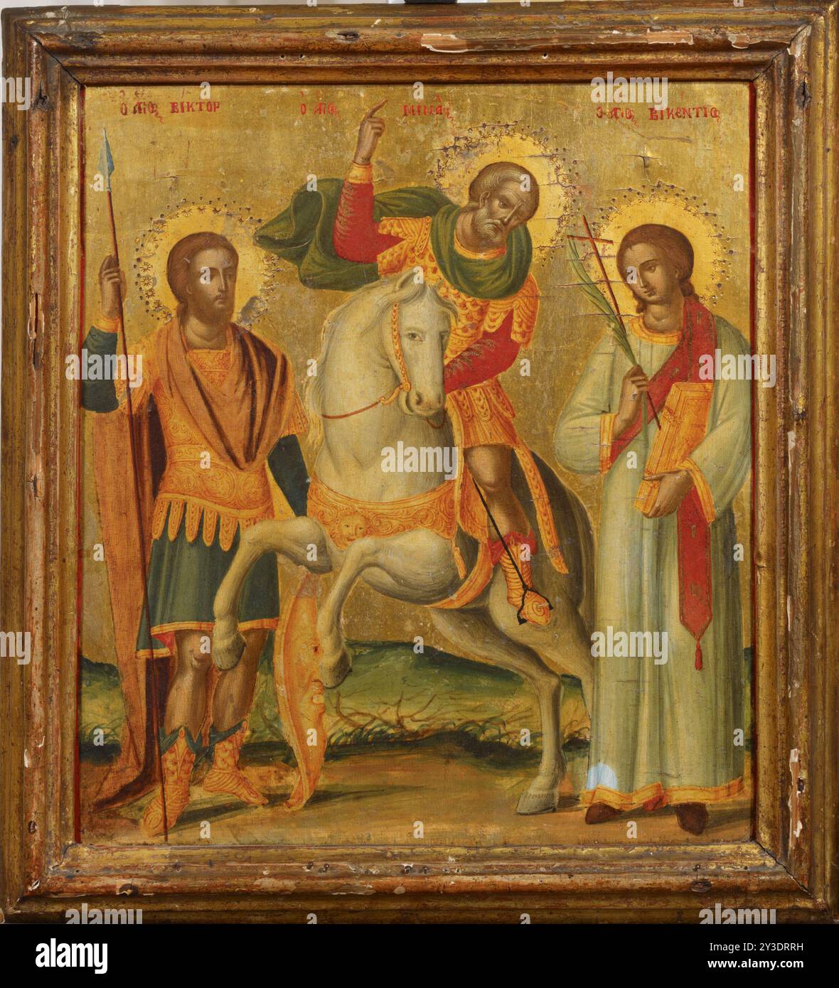Three Saints, Saint Victor, Saint Menas and Saint Vincent, Cretan icon ...