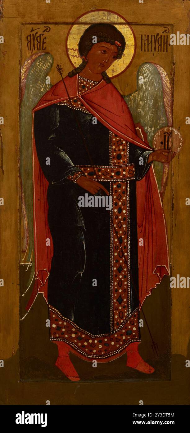 Archangel Michael from the Deesis group, Russian icon, 1685-1715 Stock ...