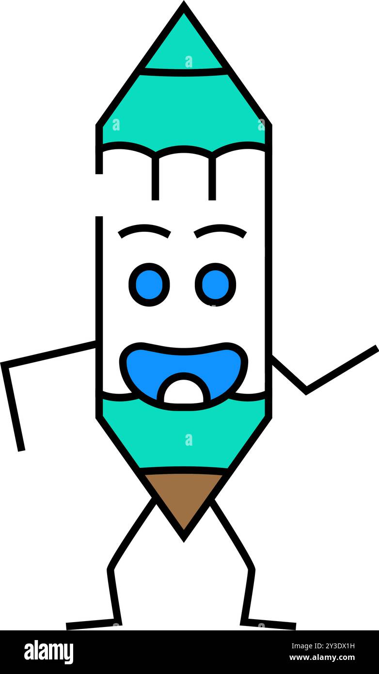 elementary pen character icon color illustration Stock Vector Image ...