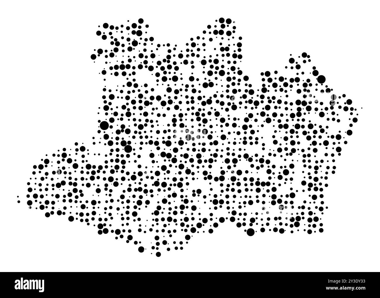 Symbol Map of the State Amazonas (Brazil) showing the territory with a pattern of randomly ...
