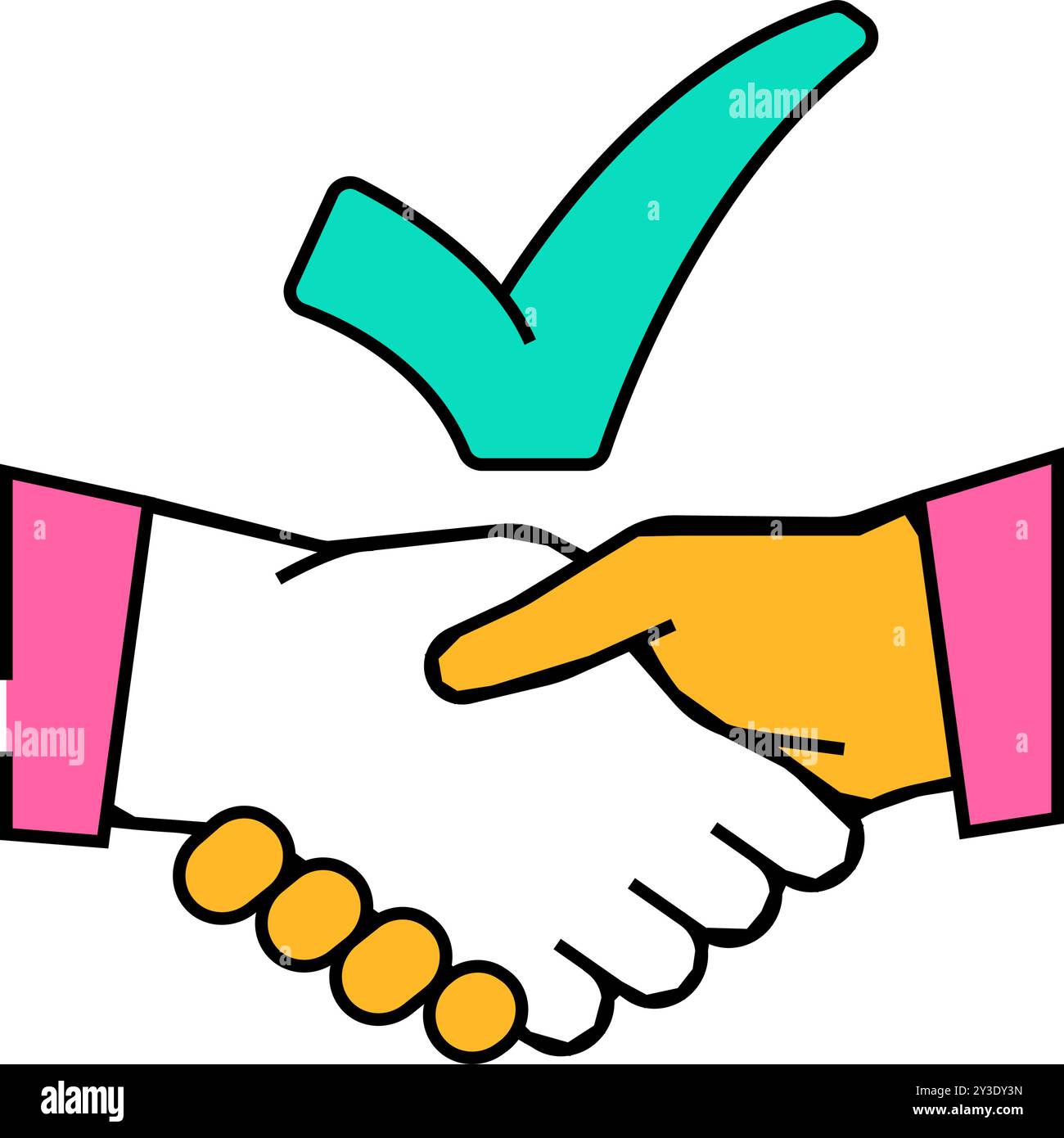 handshake check mark icon color illustration Stock Vector Image & Art ...