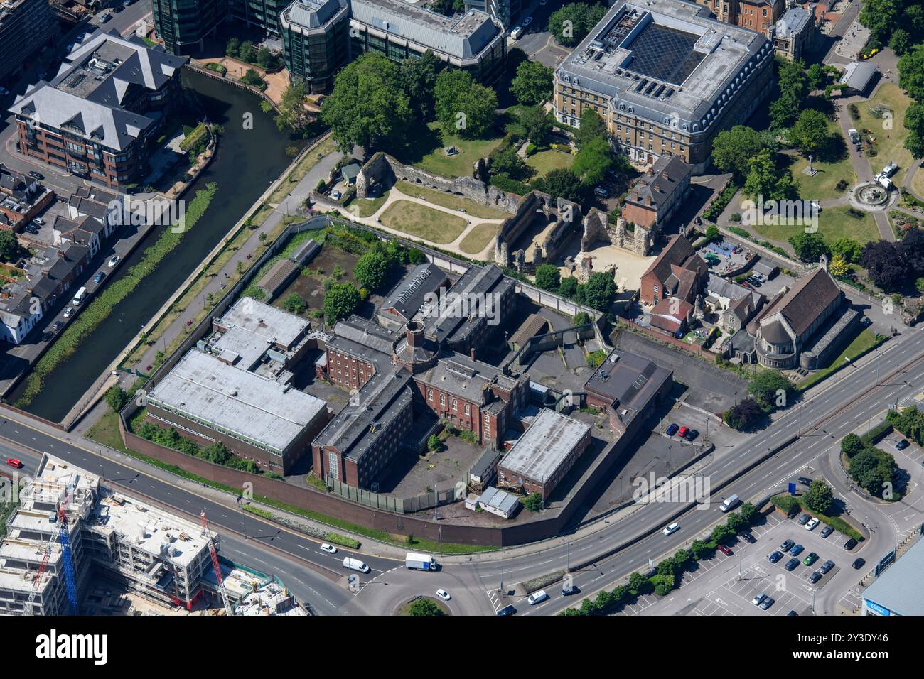Reading Gaol and the remains of Reading Abbey, Reading, 2022 Stock ...