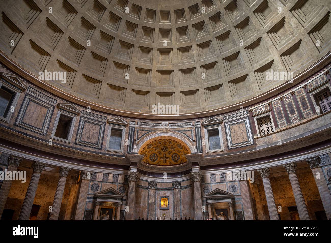 Rome, Italy - August 15, 2024: Inside the Pantheon in Rome, the famous ...