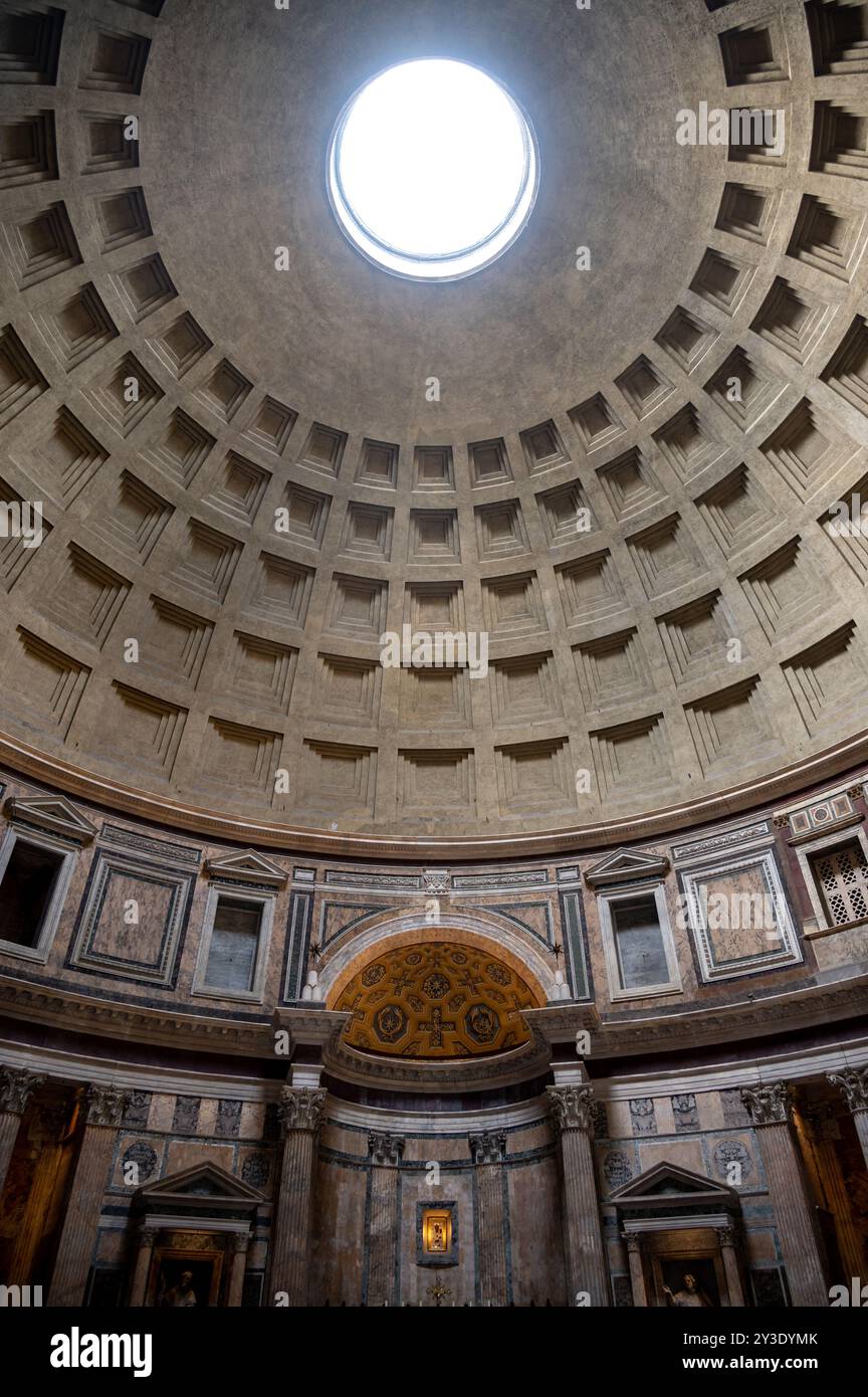 Rome, Italy - August 15, 2024: Inside the Pantheon in Rome, the famous ...