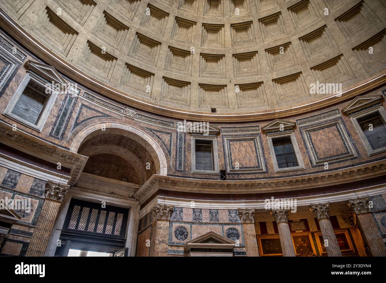 Rome, Italy - August 15, 2024: Inside the Pantheon in Rome, the famous ...