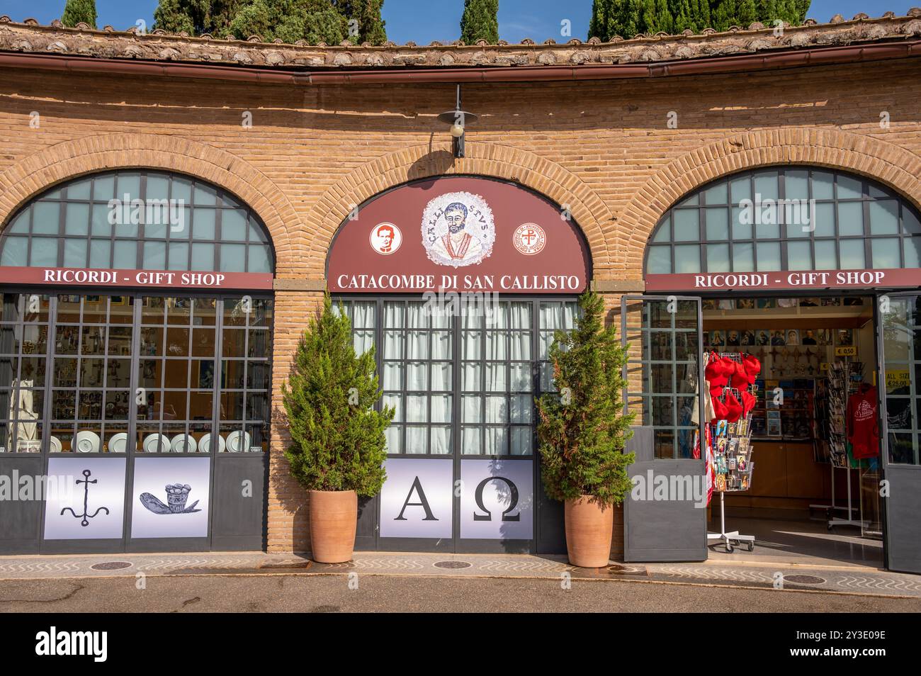 Rome, Italy - August 16, 2024: Gift shop at the Catacomb of Callixtus ...