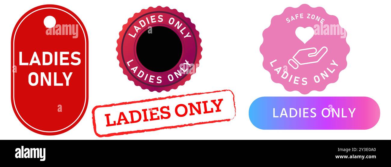 Ladies only stamp tag badge colorful woman women girl safe zone allowed ...