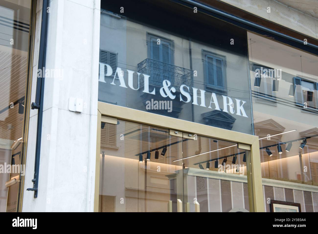 Paul & Shark entrance window of the flagship store in Via ...