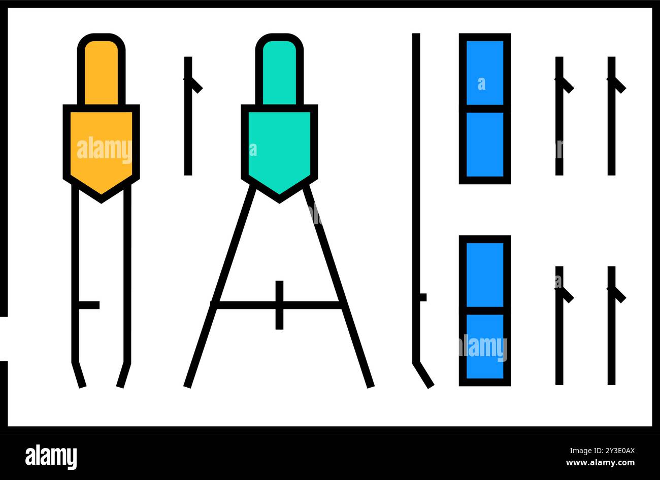drafting tools architectural drafter icon color illustration Stock ...