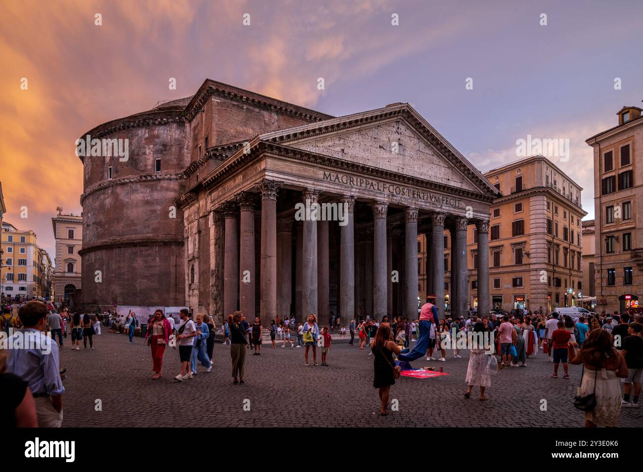 Rome, Italy - August 17, 2024: Exterior view of the landmark Pantheon ...