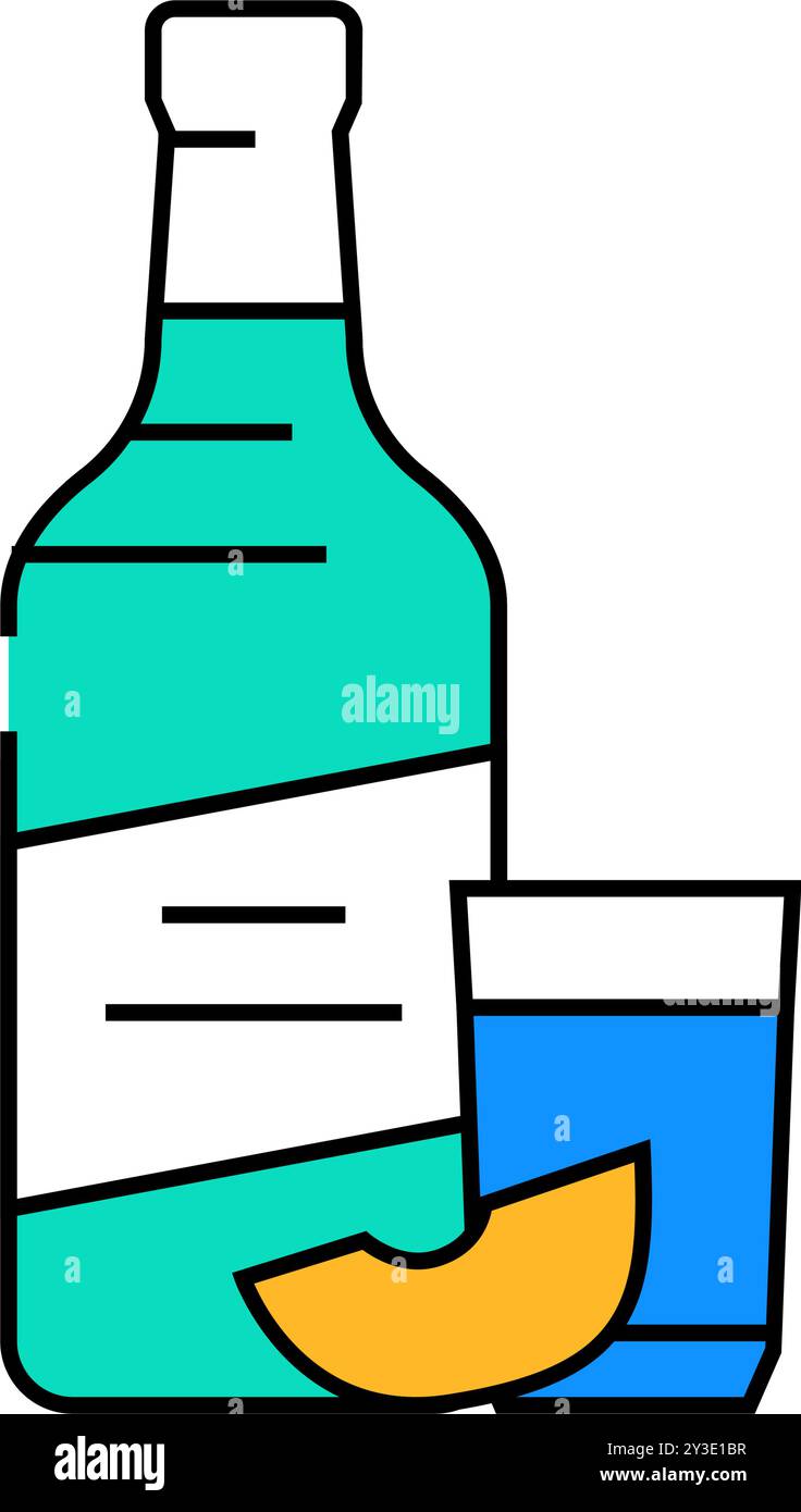 soju bottle korean cuisine icon color illustration Stock Vector Image ...