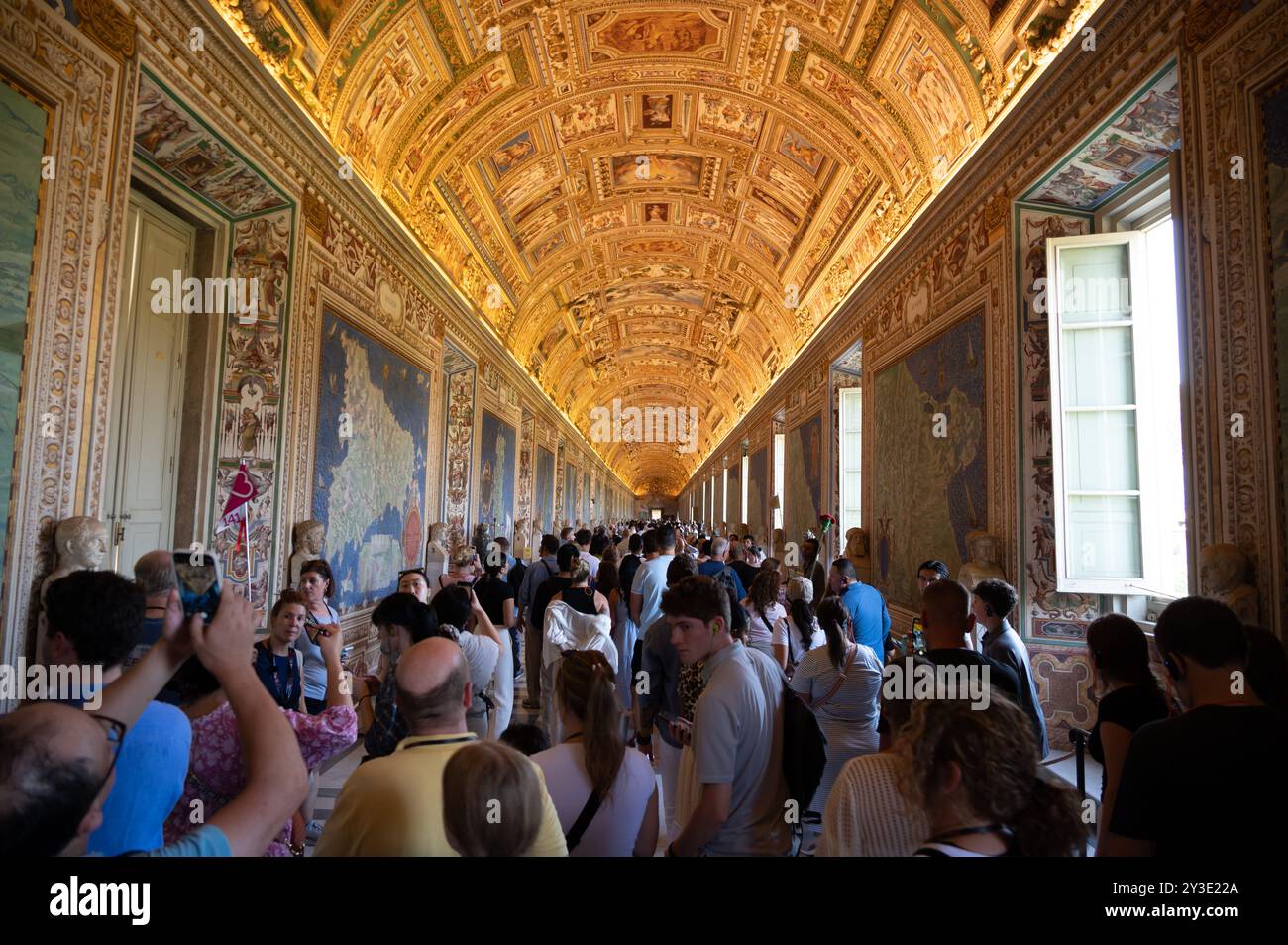 Vatican City: August 12, 2024: Crowds inside the map room of the Vatican Museum Stock Photo - Alamy