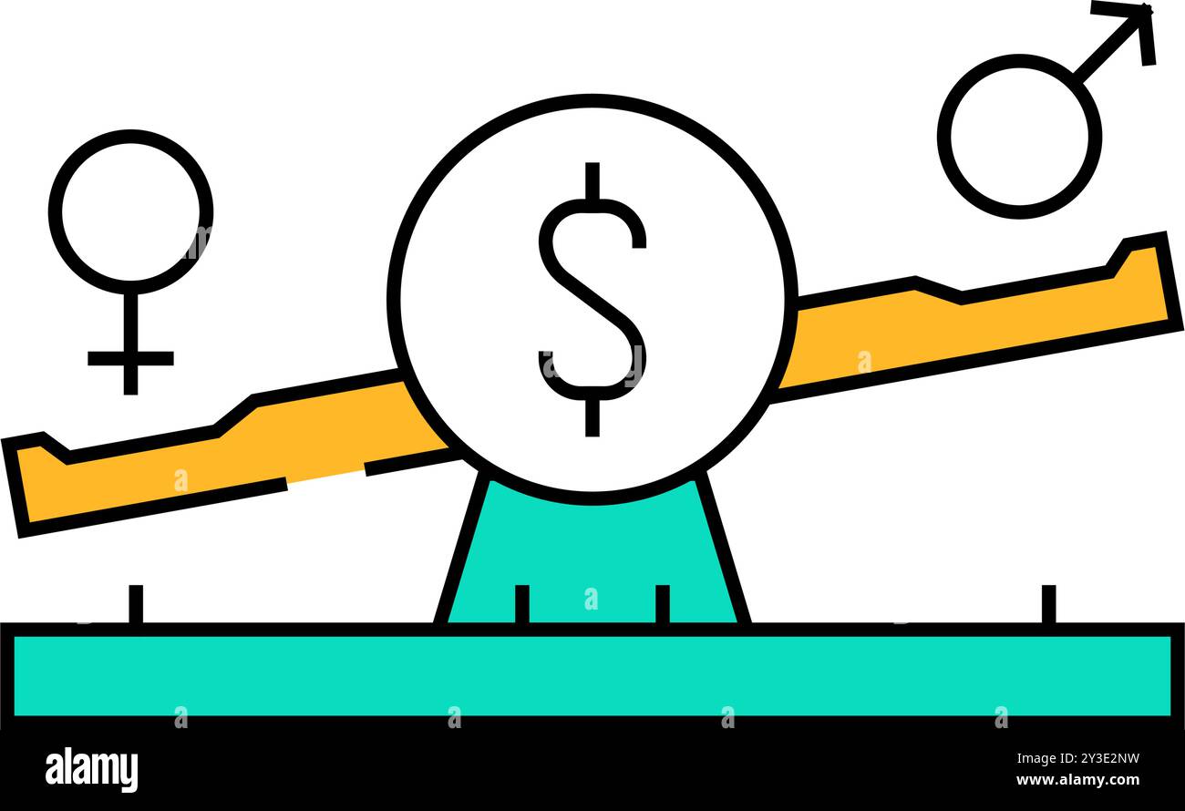 gender wage gap feminism woman icon color illustration Stock Vector ...