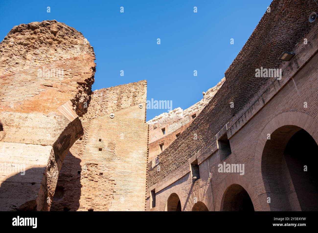 Views of the interior structure of the Colosseum of the Ancient Roman ...