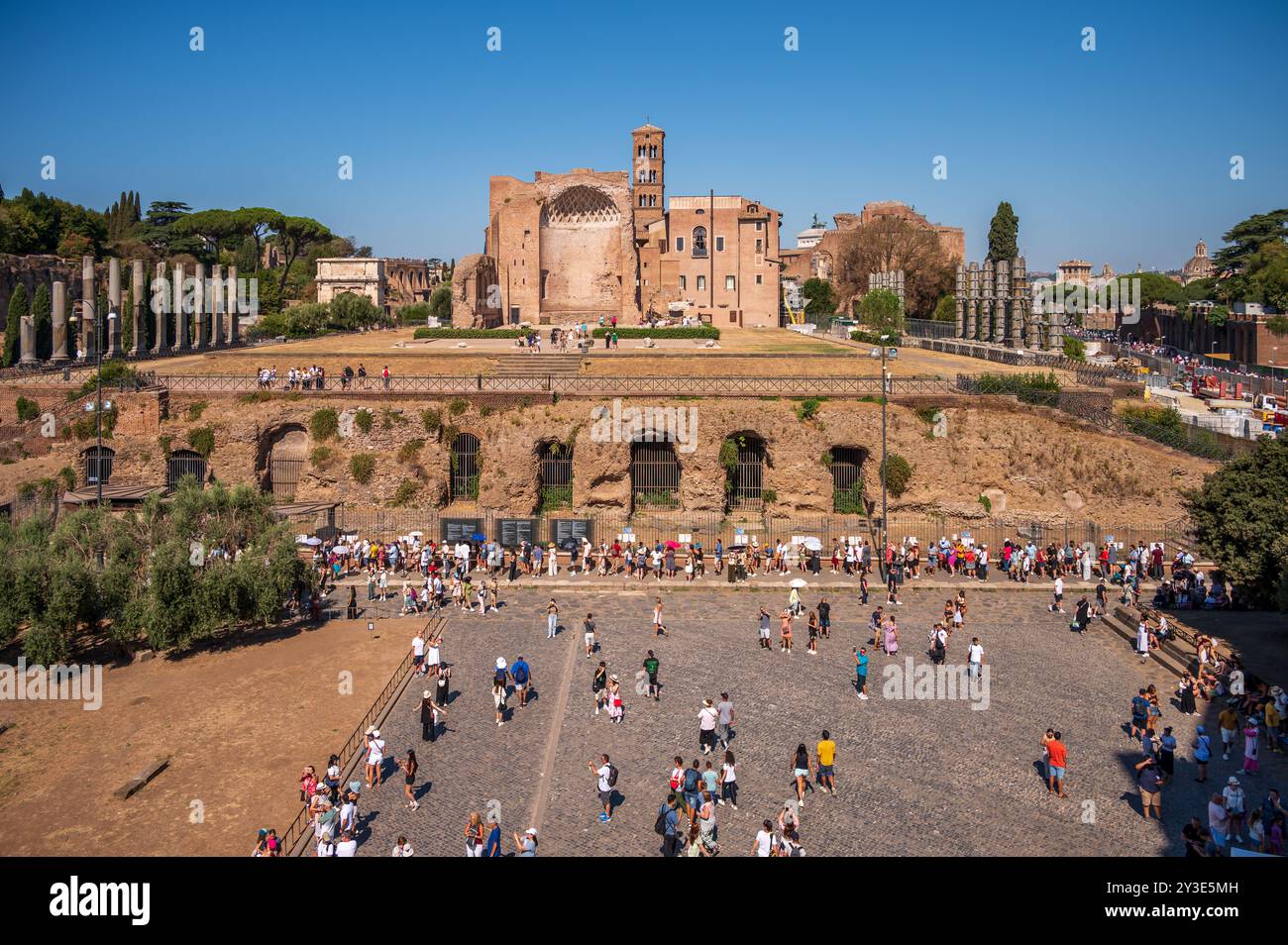 Rome, Italy - August 13, 2024: View from the Colosseum towards the ...