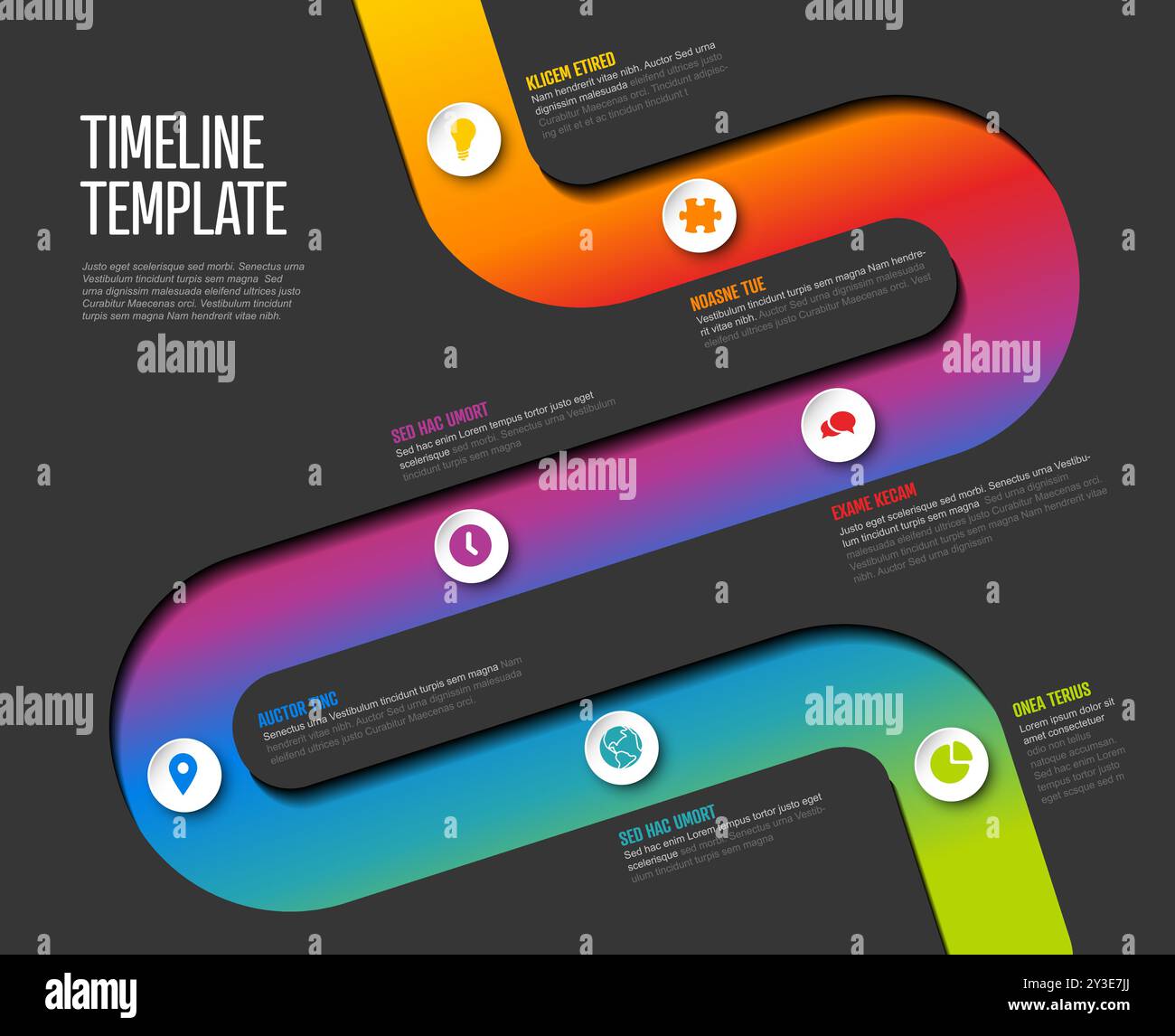 Vector Dark Infographic Company Milestones curved Timeline Template ...