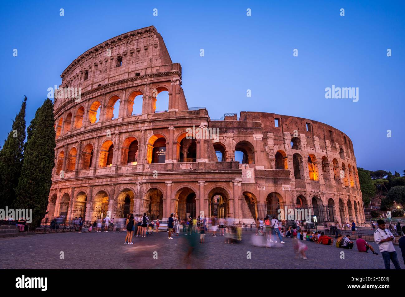 Rome, Italy - August 14, 2024: The Colosseum of Rome at night with ...