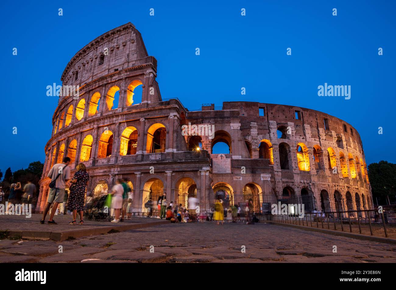 Rome, Italy - August 14, 2024: The Colosseum of Rome at night with ...