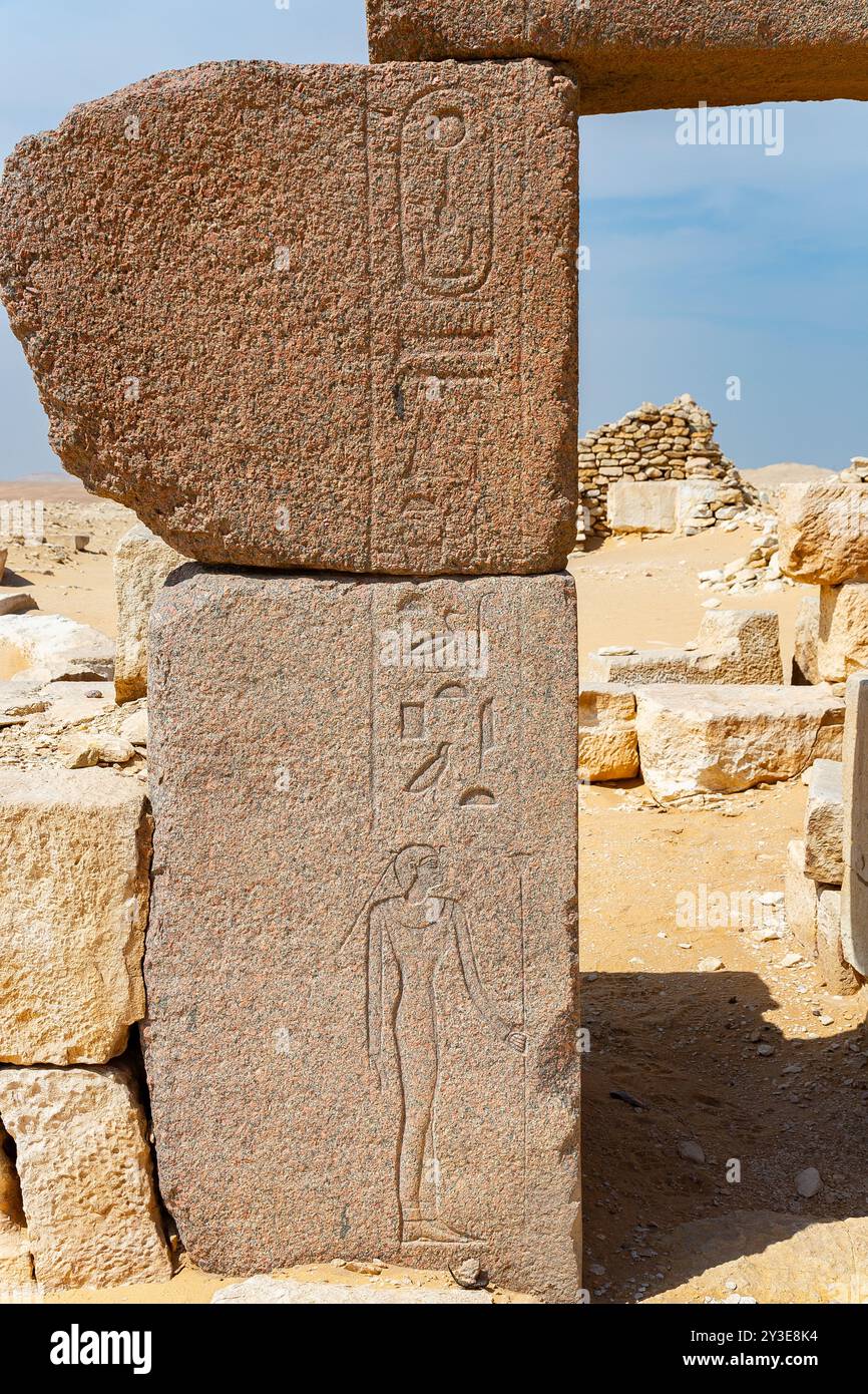 Egypt, Saqqara South, king Pepi II funeral complex, jamb of the door of ...