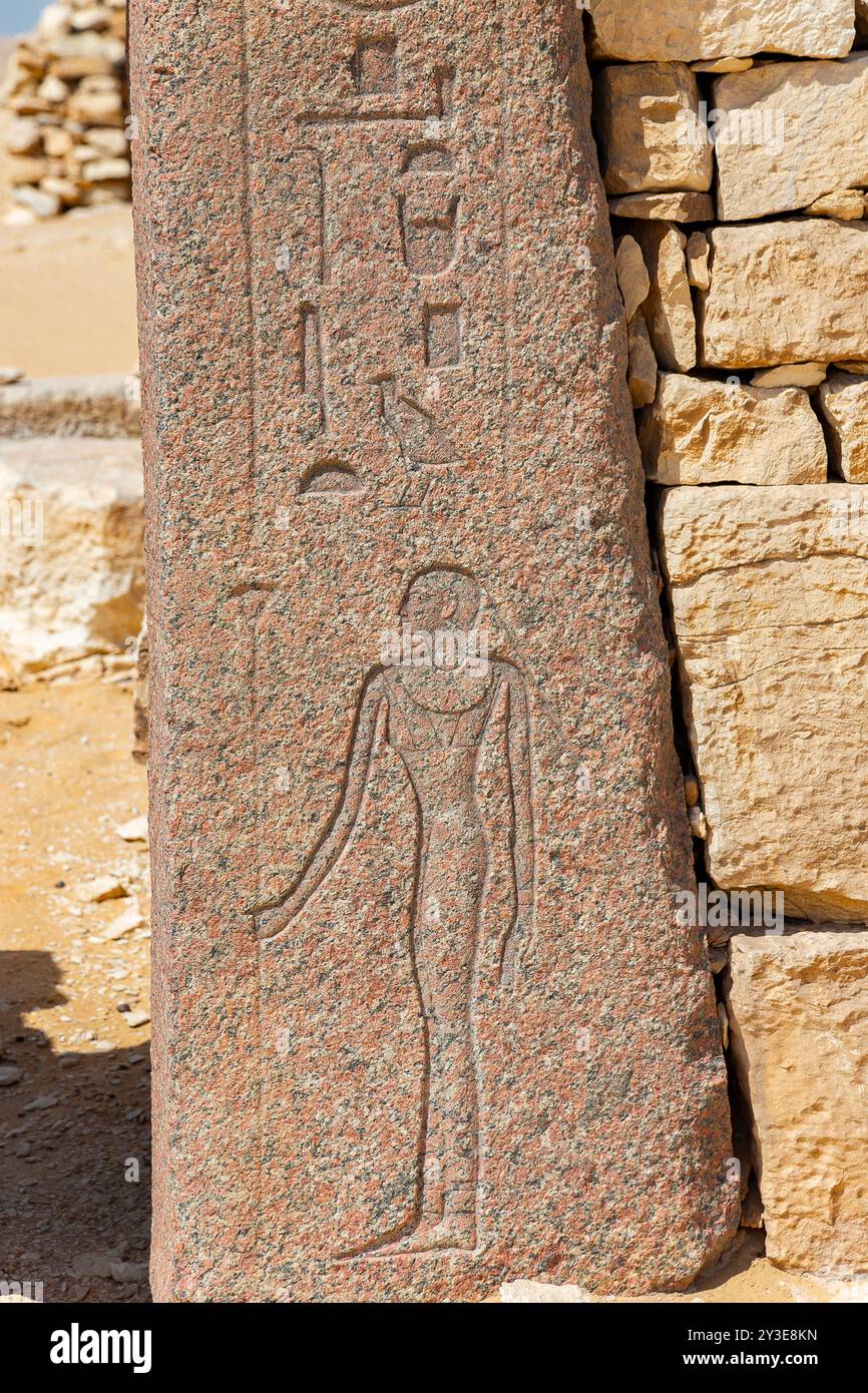 Egypt, Saqqara South, king Pepi II funeral complex, jamb of the door of ...