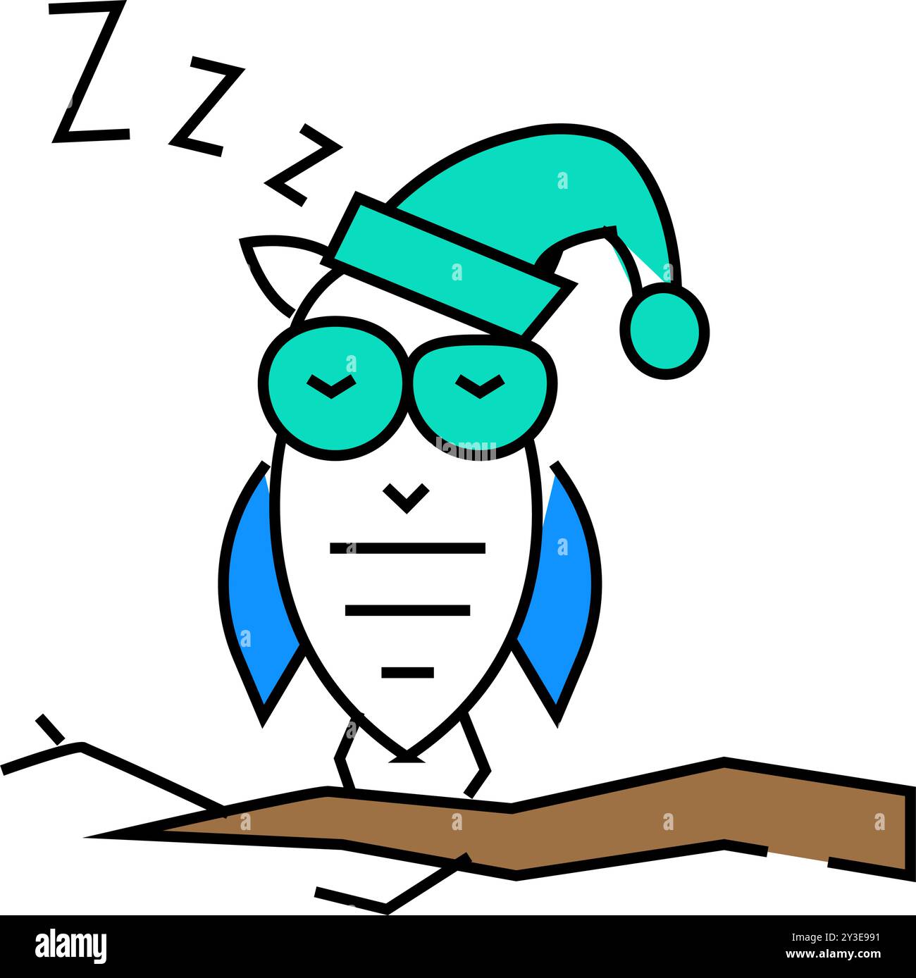 sleepy owl sleep night icon color illustration Stock Vector Image & Art ...