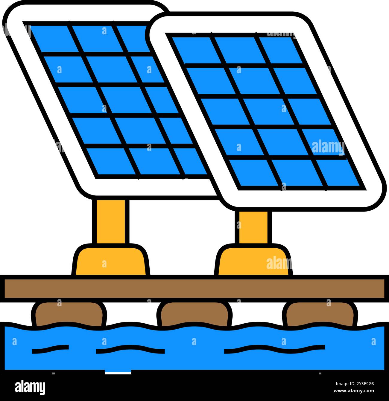 floating solar panel icon color illustration Stock Vector Image & Art ...