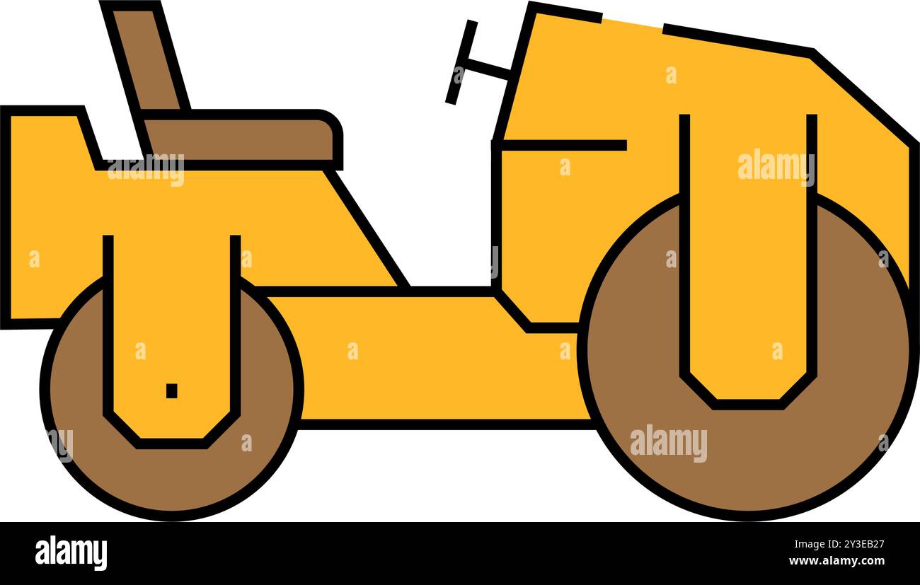 compaction roller construction vehicle icon color illustration Stock ...