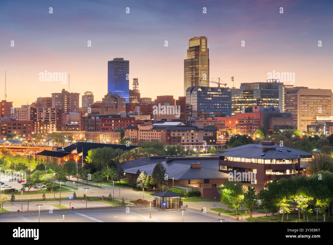 Omaha, Nebraska, USA downtown cityscape at dusk Stock Photo - Alamy