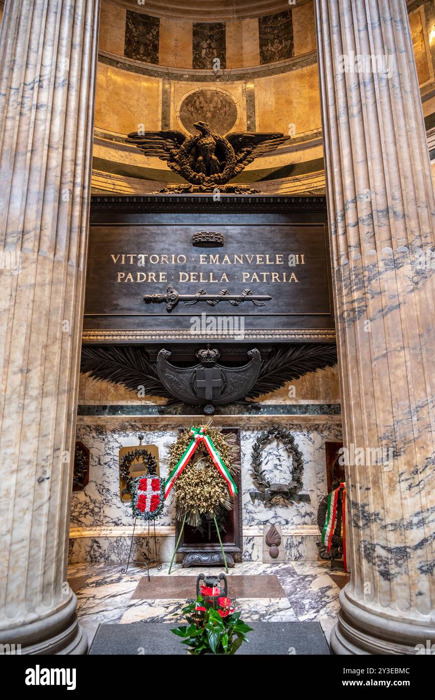 Rome, Italy - August 15, 2024: Tomb of King Victor Emmanuel II, "Father ...