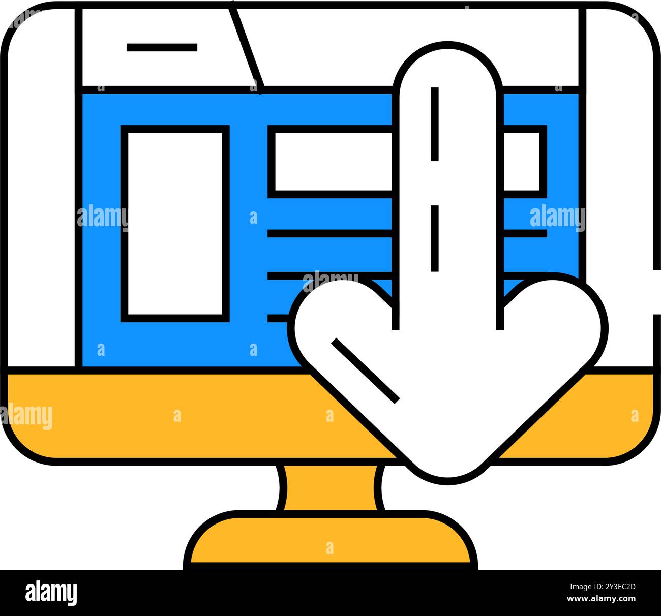 laptop down arrow download website icon color illustration Stock Vector ...