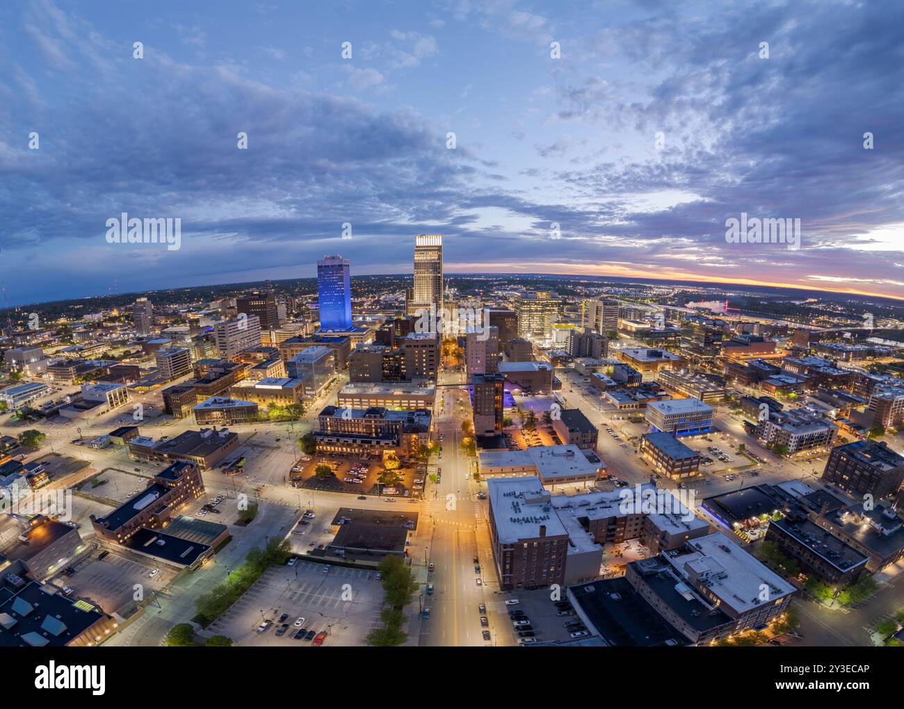 Omaha, Nebraska, USA downtown city skyline from above at dawn Stock ...