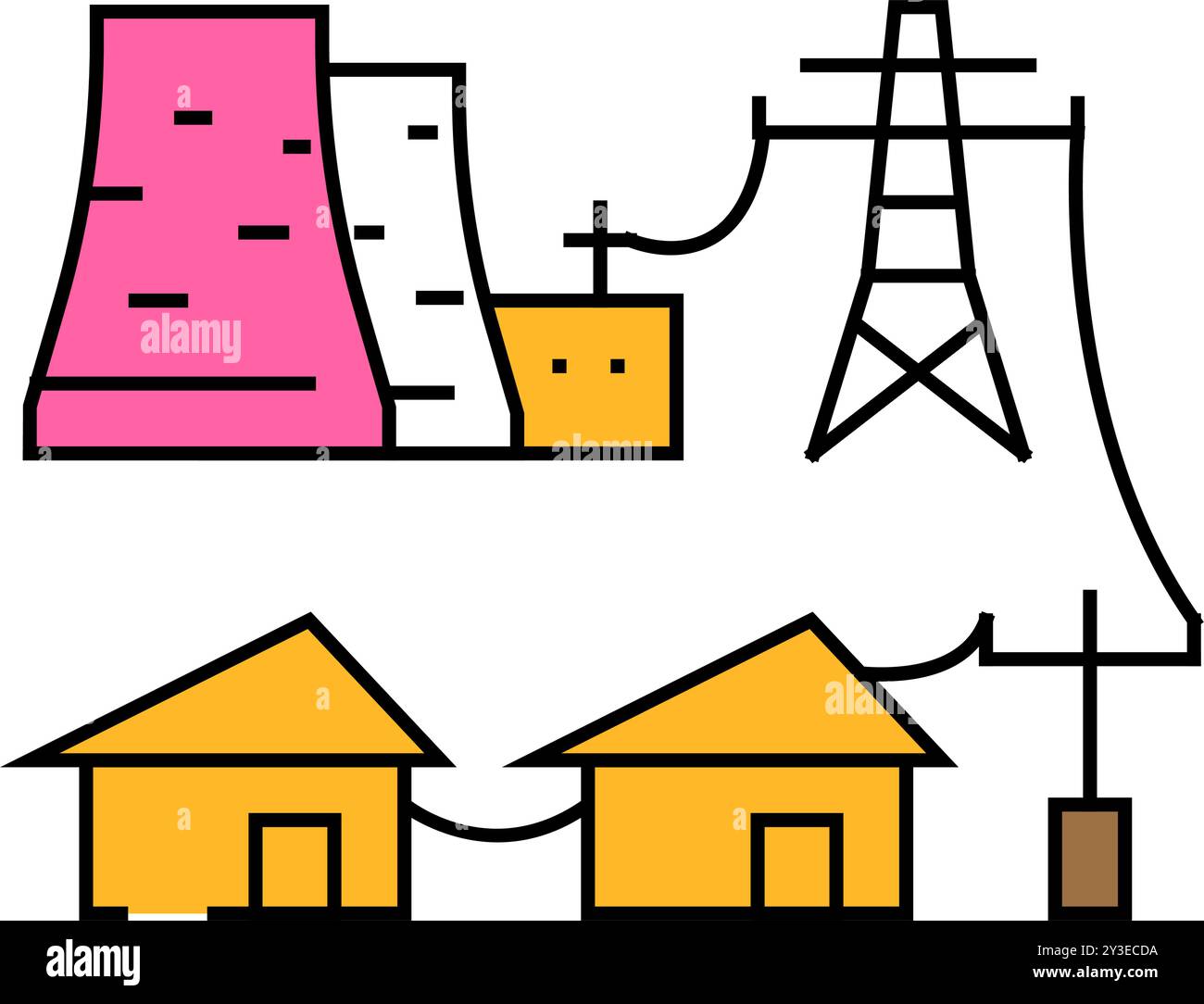power grid nuclear energy icon color illustration Stock Vector Image ...