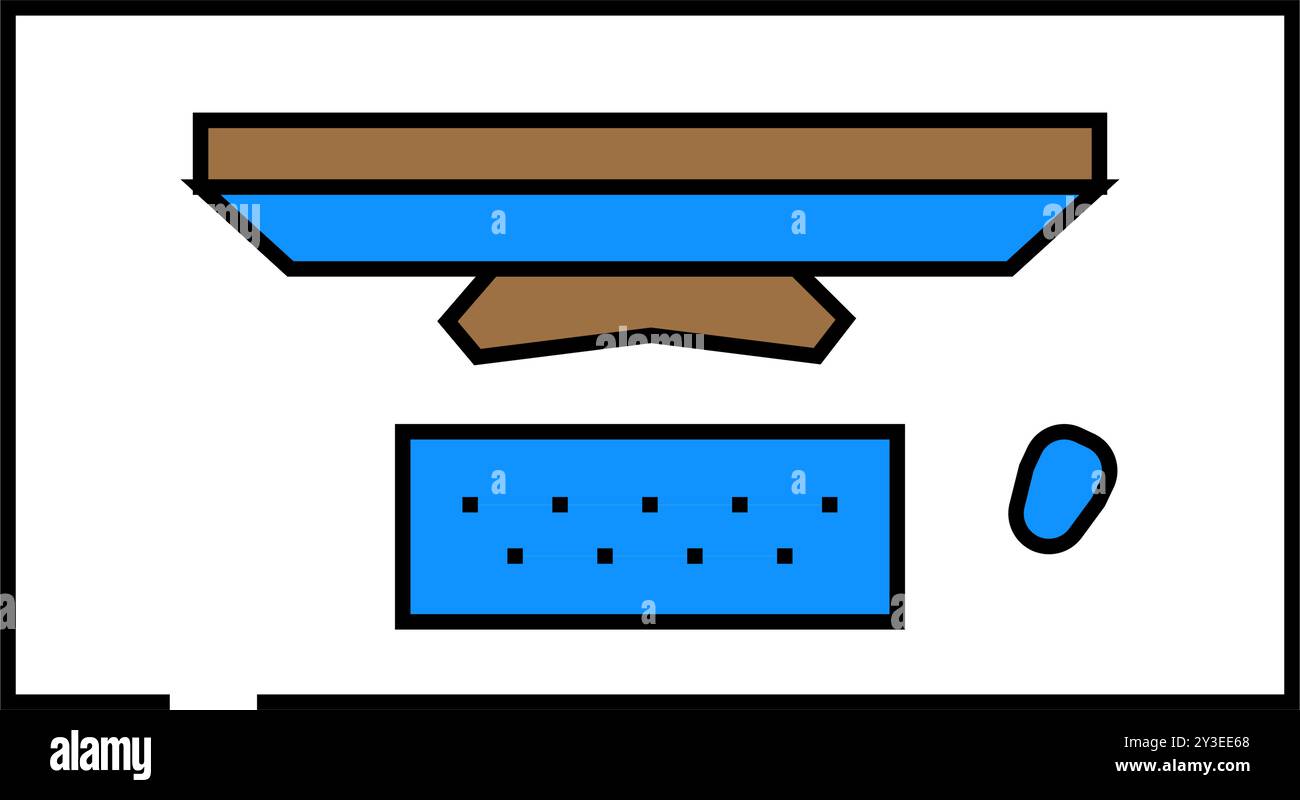 computer table monitor top view icon color illustration Stock Vector ...