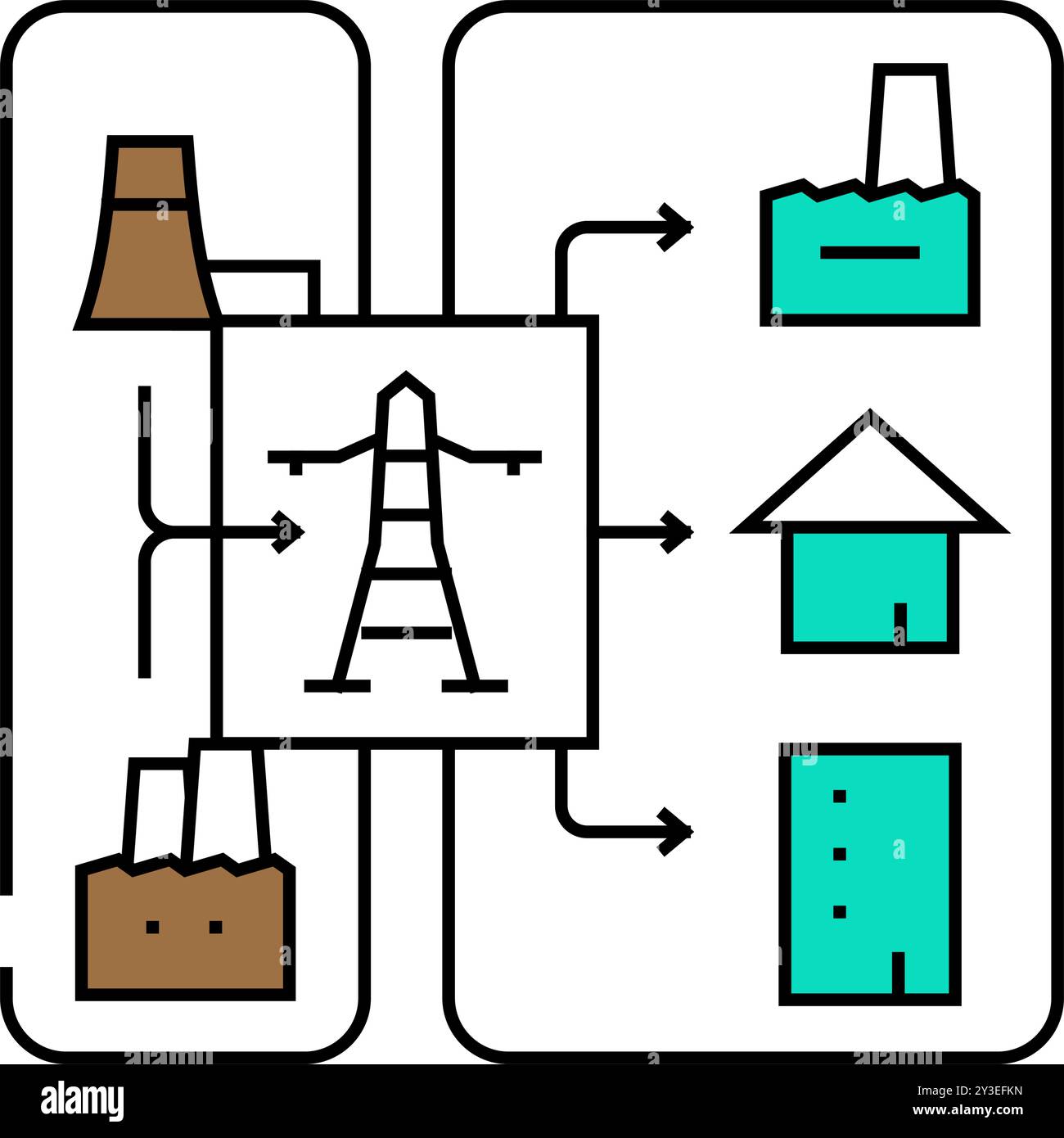 distributed generation electric icon color illustration Stock Vector ...