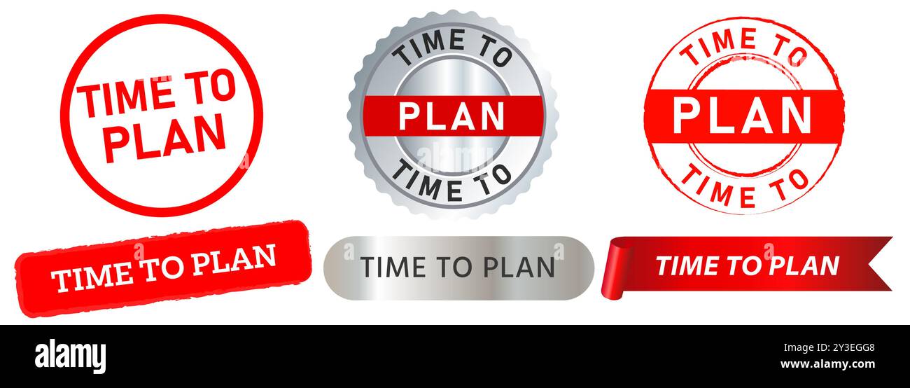 Time To Plan stamp red silver badge planning strategy business idea ...