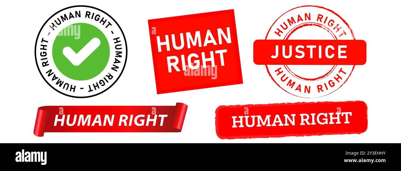 Human right stamp red green badge diversity protection equality speak ...