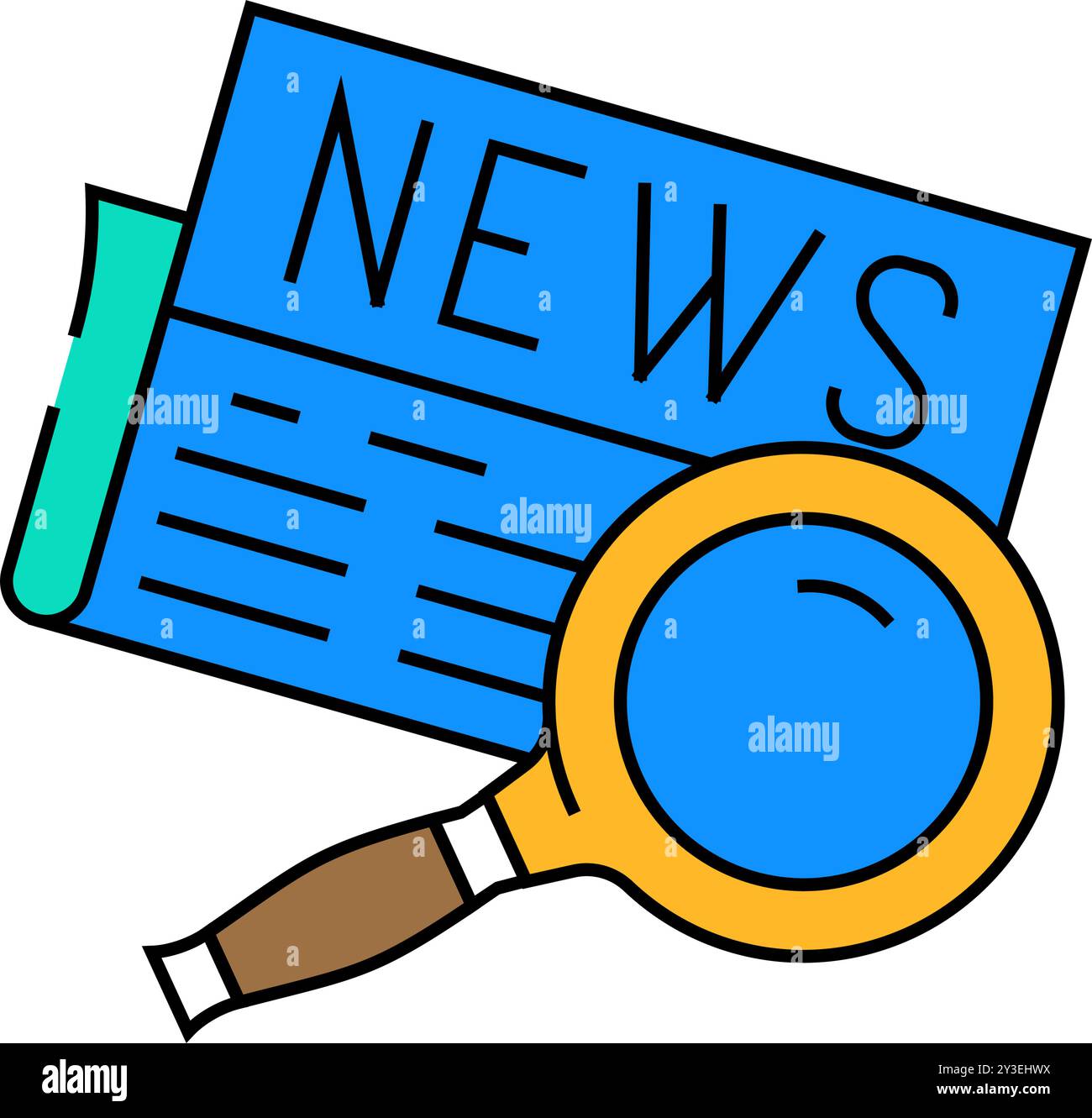 newspaper searchmagnifying glass icon color illustration Stock Vector ...