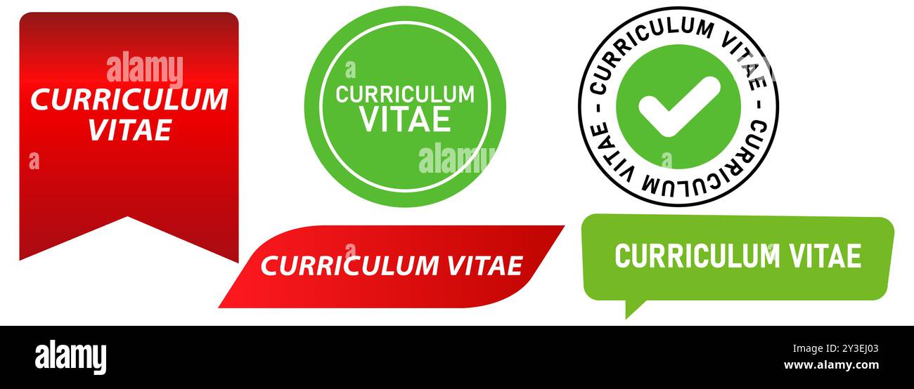 Curriculum Vitae red stamp CV job application green badge interview ...