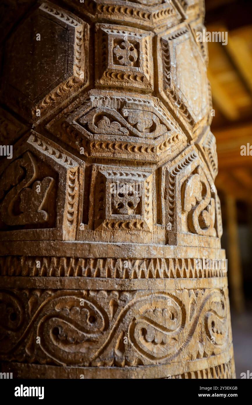 Uzbekistan, Khiva - May 10, 2019: Close up View to the Wooden Pattern ...