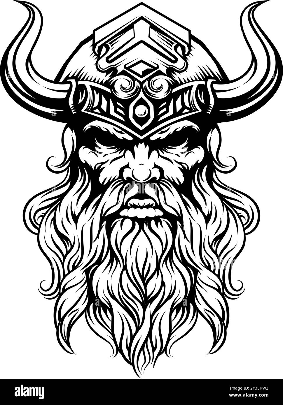 Viking Warrior Man Strong Mascot Face in Helmet Stock Vector Image ...