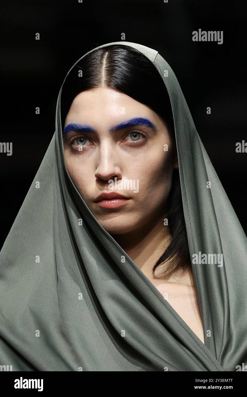 London, UK. Friday September 13, 2024. A model on the catwalk at the ...