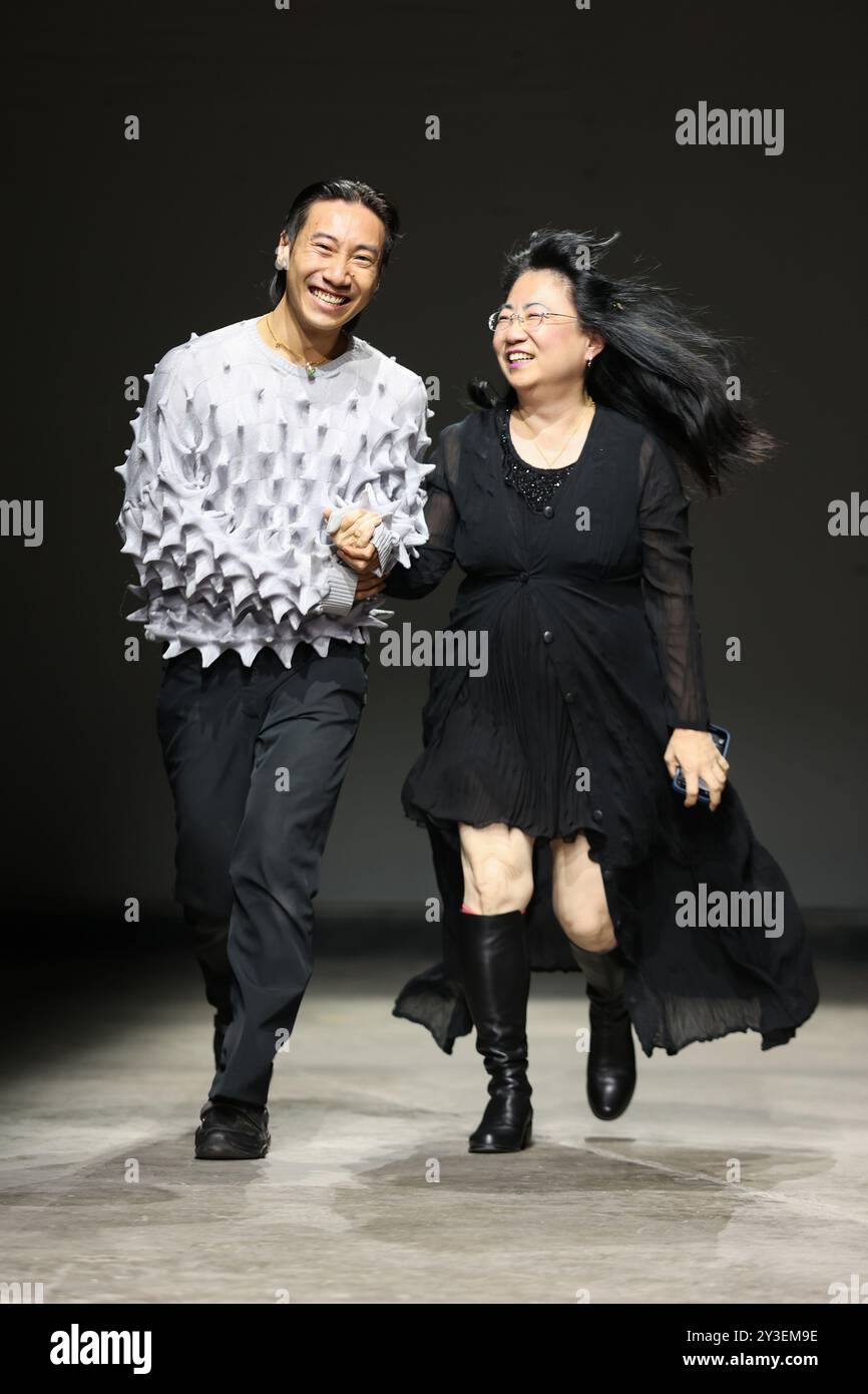 London, UK. Friday September 13, 2024. Designer Chet Lo on the catwalk ...