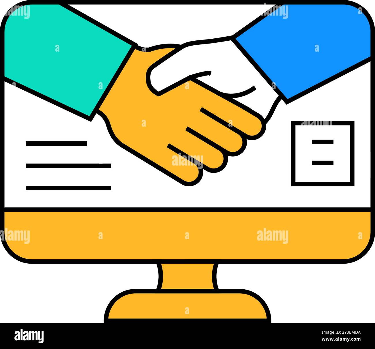 virtual handshake icon color illustration Stock Vector Image & Art - Alamy