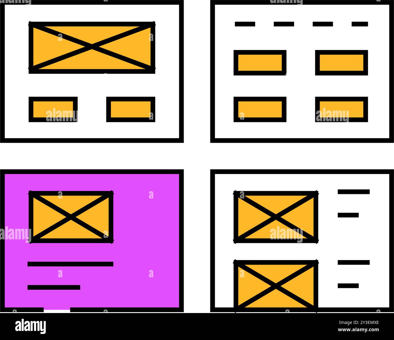 wireframe ux ui design icon color illustration Stock Vector Image & Art - Alamy