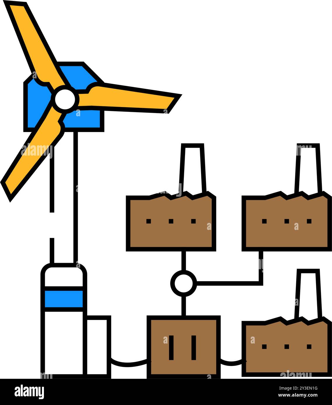 power integration wind turbine icon color illustration Stock Vector ...